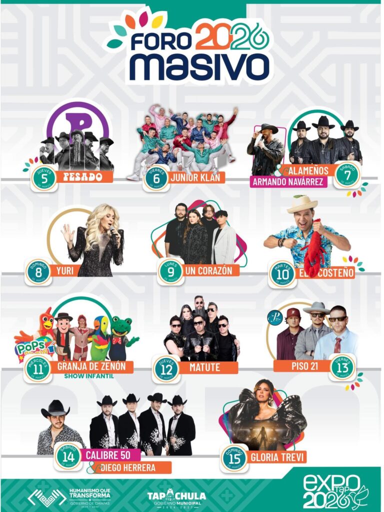 Masivo Feria Tapachula 2026: artistas - Expo Feria Tapachula 2026